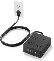 Quality Surge Protector Power Strip Flat Plug Wall Mounted 8 Wide Outlets With 4 USB Ports 5FT for sale