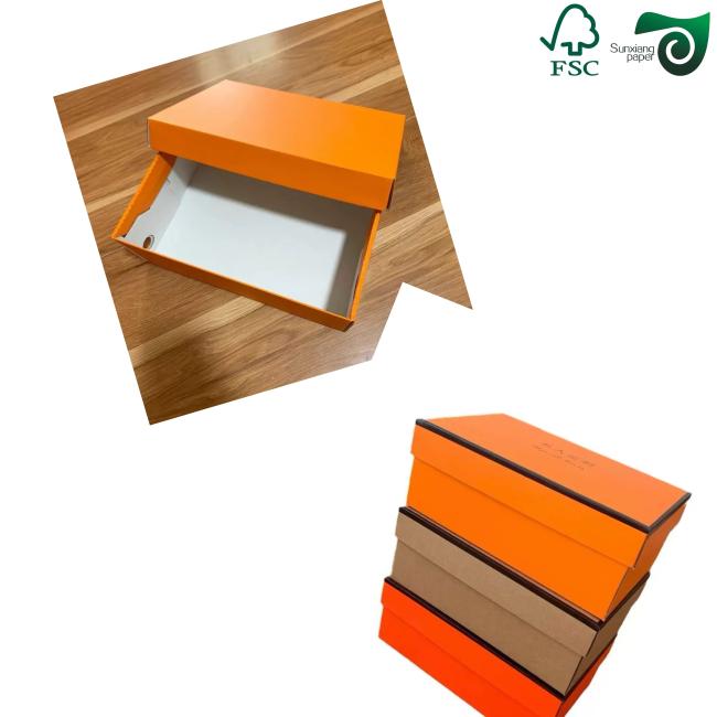 Professional shoe box packaging made from grey backed duplex board