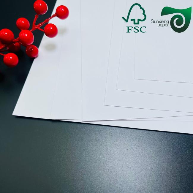 Close-up view of C2S paper surface texture and coating