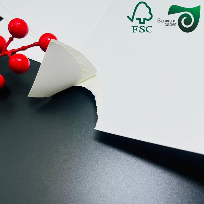 Close-up view of FSC Certified folding box board with printed sample