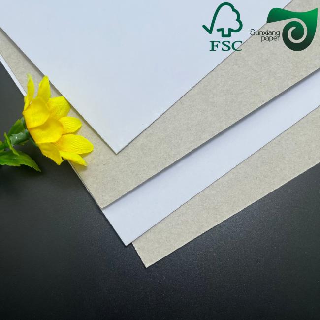 Close-up view of coated duplex board surface texture and quality
