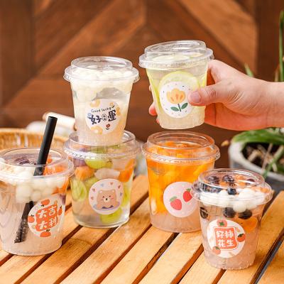 중국 16oz PET 컵 로고 인쇄, 플라스틱 애완 동물 플라스틱 컵 일회용 거품 차 컵 판매용