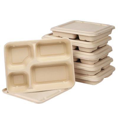 Chine 4 plats biodégradables de bagasse de canne à sucre de compartiments compostables pour le déjeuner à vendre