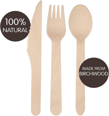 Chine Couverts biodégradables écologiques à usage unique de 160 mm, ustensiles en bois personnalisés, ensemble de fourchettes, cuillères, couteaux à vendre