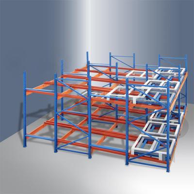 China Q235B Or Q355B Steel Push Back Warehouse Racking High Density Pallet Racking 2–6 Pallets for sale