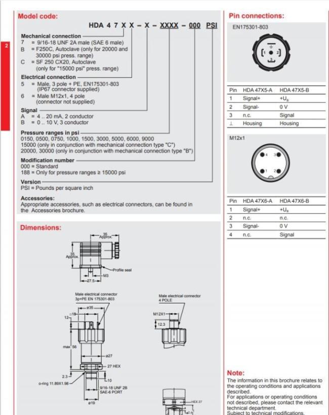 HDA 4700 Pressure Transducer close-up view