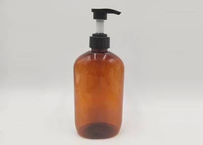 Cina bottiglie cosmetiche di plastica di colore ambrato piano di forma 350ml per sciampo con la pompa della lozione in vendita