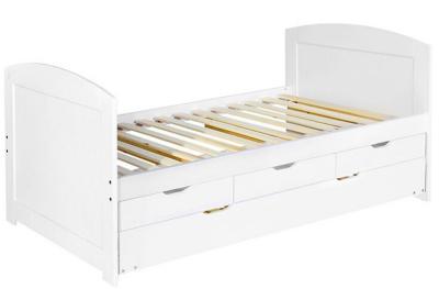 中国 簡単な堅材の木のキャスター付きベッド、白い木Size Bed Frame With王の引出し 販売のため