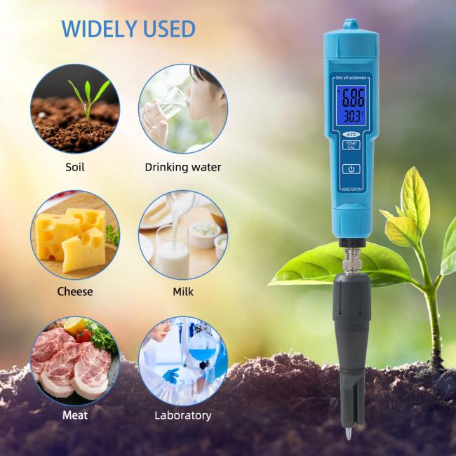 Automatic pH meter display close-up