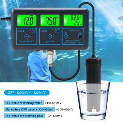 중국 WiFi Tuya 앱 디지털 다기능 PH 미터 7-in-1 PH EC ORP TDS RH% CF 온도 온라인 테스터 수질 분석기 판매용