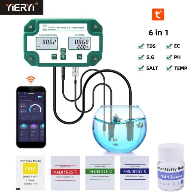 Tuya WiFi Online Data Logger device with sensors for water quality monitoring