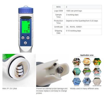 China 5 en 1 monitor de la calidad del agua de Digitaces del medidor de pH de Bluetooth de la salinidad del TDS para las piscinas en venta