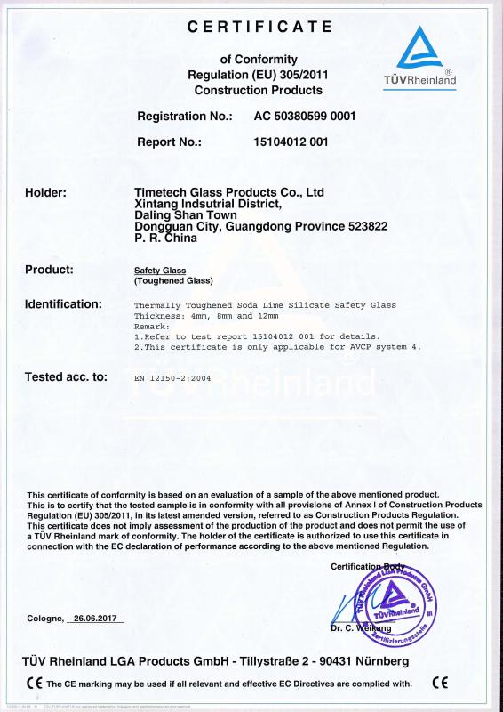 CE EN12150-2:2004 - TIMETECH GLASS