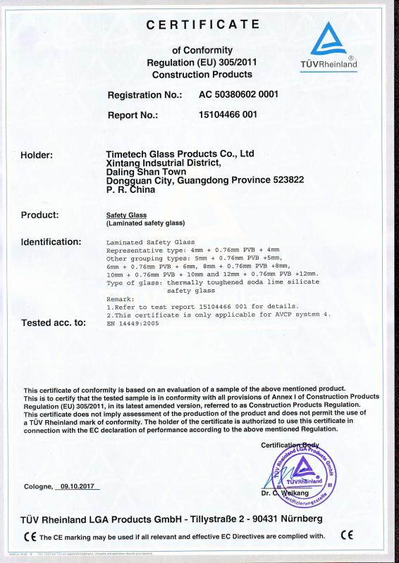 CE EN14449:2005 - TIMETECH GLASS