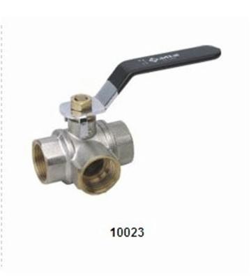 Cina ISO9001 valvola a sfera a tre corsie d'ottone 10023 con nichelatura 30Bar in vendita