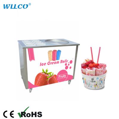 China Customized Wholesale Fast Frozen Yogurt Ice Cream Roll Machine Single or Double Pans Ice Cream Roll Machine for sale