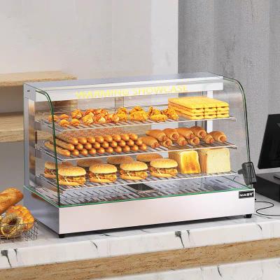 China Curved Glass Hot Food Display Cabinets Electric Heating Counter Warming Showcase for sale