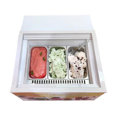 China Ice Cream Ice Cream Cabinet Commercial Clear Glass Lid Sliding Door Customized Commercial Ice Cream Display Case for sale