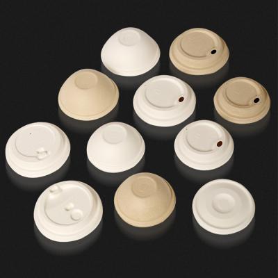 China Biodegradable Compostable Disposable Paper Sugarcane Bagasse Fiber Coffee Cup Lid for sale