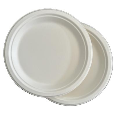 China White Color Different Sizes Eco-friendly Disposable Tableware Lightweight Bagasse Paper Plate for sale