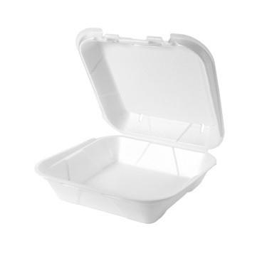 China Biodegradable Clamshell 8x8 Inch Single Compartment Foam Take Out Disposable Boxes for sale