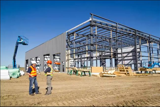 Steel structure building interior view