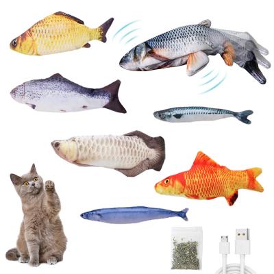 China USB Charging Plush Electric Flopping Cat Toy Fish 30 cm with Catnip and Rechargeable Battery for sale