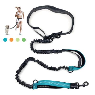 China Dual Handle Elastic Bungee Hands Free Dog Running Leash With Adjustable Waist Belt for sale