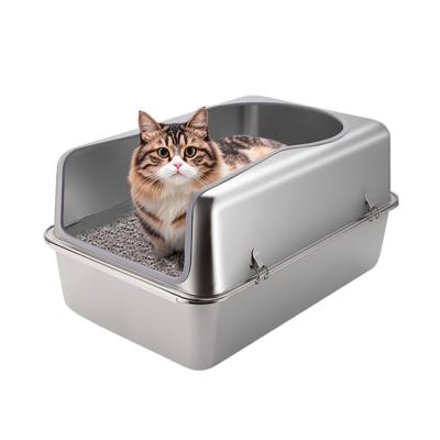 China Easy Cleaning Enclosed Cat Litter Box Stainless Steel Non Sticky for sale