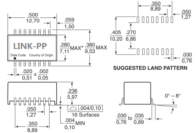 10/100BASE-T LAN Transformer