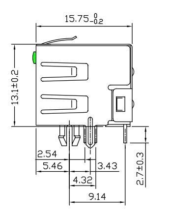 주도하는 8P8C와 6116173-5 Rj45 연결기는 보호했습니다 - 홀 LPJE101AWNL 1