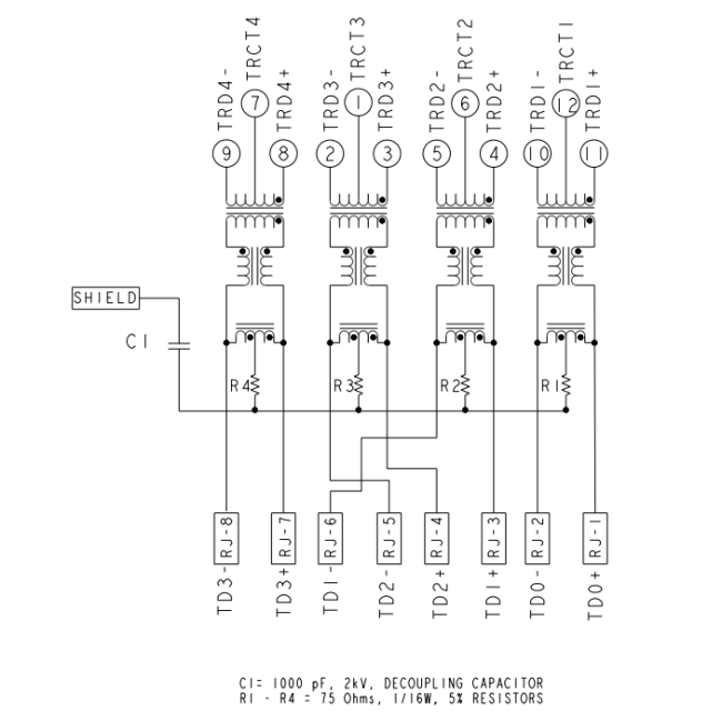 1-1840727-8 1000BASE-T RJ45 Magnetic Connector