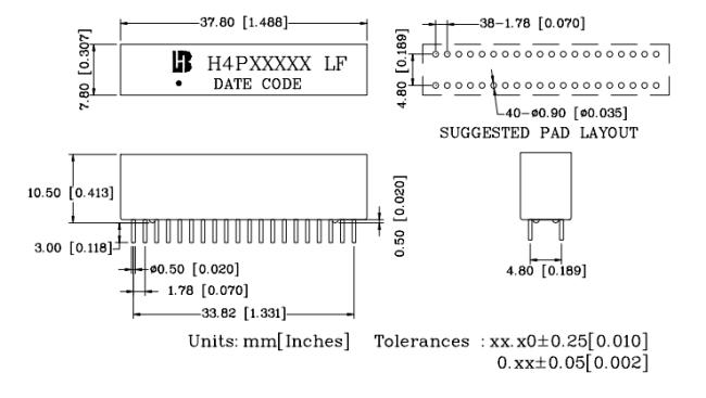 H4P041NX LF 10/100Base-TX LAN Transformer Datasheet