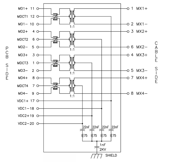 JK0-0177NL RJ45 Connector Datasheet - Schematic