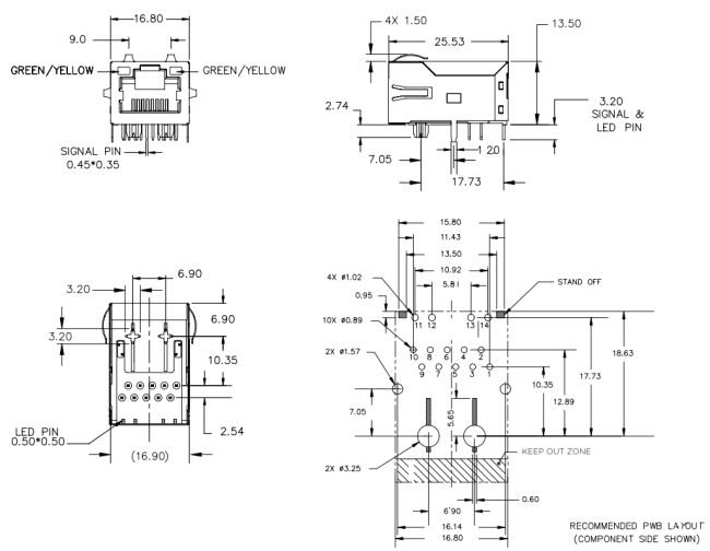 JXF0-5011NL RJ45 Datasheet