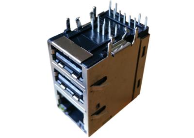 中国 RJMG231022830ER RJ45 + 2USB コネクター 10/100Mbps 磁気 1 つの USB のタイプ 販売のため