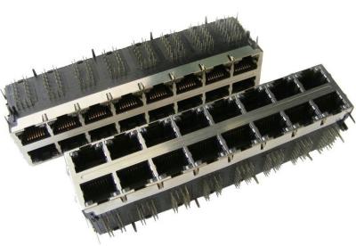 中国 0833-2X8R-55-F によって積み重ねられた 2x8 Conn Magjack 16Port 100 の基盤T Rj45 は LED を保護しませんでした 販売のため