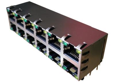 中国 0811-2X6R-19-F によって積み重ねられた 2x6Conn Magjack 12Port 100 の基盤T Rj45 は LED を保護しませんでした 販売のため