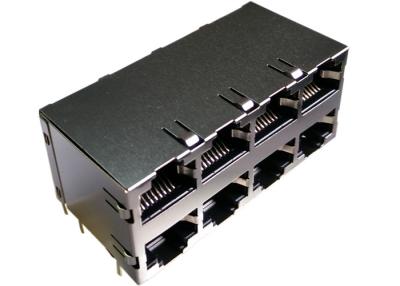 China 2x4 a Base-T empilhada 0833-2X4R-59-F Rj45 da conexão Magjack 8Port 100 não protegeu nenhum diodo emissor de luz à venda