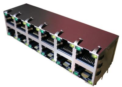 Cina 0811-2X6R-28-F ha impilato la Base-t Rj45 dei connett. Magjack 12Port 100 di Rj45 2x6 schermata in vendita