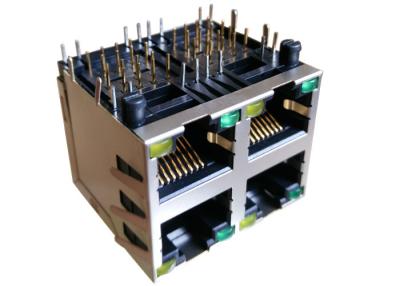 Chine C850-2C2R-54 a empilé la Base-T 1000 de RJ45 Magjack 4Port par la droite d'angle de trou à vendre