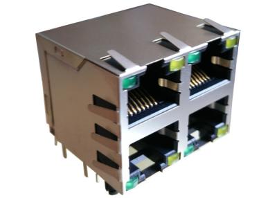 중국 10/100의 기초 - T를 가진 2x2 RJ45 연결관이 ARJM22A1-A12-BA-CW2 동등물에 의하여 겹쳐 쌓였습니다 판매용