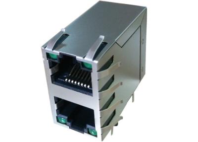 Cina 0833-2X1T-33-F ha impilato la Base-t 1000 del porto di RJ45 Magjack 2x1 attraverso il foro in vendita