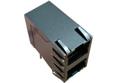 Cina 0843-2B1T-33-F ha impilato la Base-t 1000 del porto di RJ45 Magjack 2x1 attraverso il foro in vendita