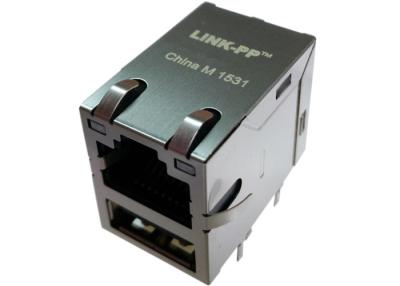 中国 0821-1B1T-43-F RJ45 USB のコネクター Conn Magjack 2Port の保護される 1000 の基盤T 販売のため