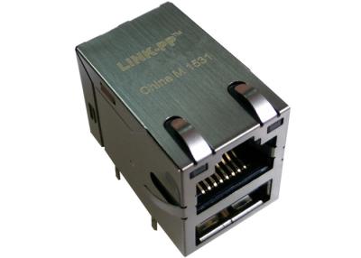 中国 0821-1C1T-43-F RJ45 USB のコネクター Conn Magjack 2Port の保護される 1000 の基盤T 販売のため