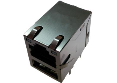 China Base-T 1000 da conexão Magjack 2Port do conector de 0821-1G1T-43-F RJ45 USB protegida à venda