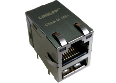 China 0821-1D1T-43-F de Schakelaar Conn Magjack 2Port 1000 Beschermd basis-T van RJ45 USB Te koop