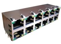 China 0895-2X6R-GK Stacked 2x6 Conn Magjack 12Port 1000 Base-T Shielded EMI Finger for sale