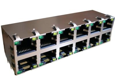 China 1-1840257-6 stapelte Rj45 modulare Steckfassung 2x6 Gigabit-Schild mit LED 1-1840257-7 zu verkaufen